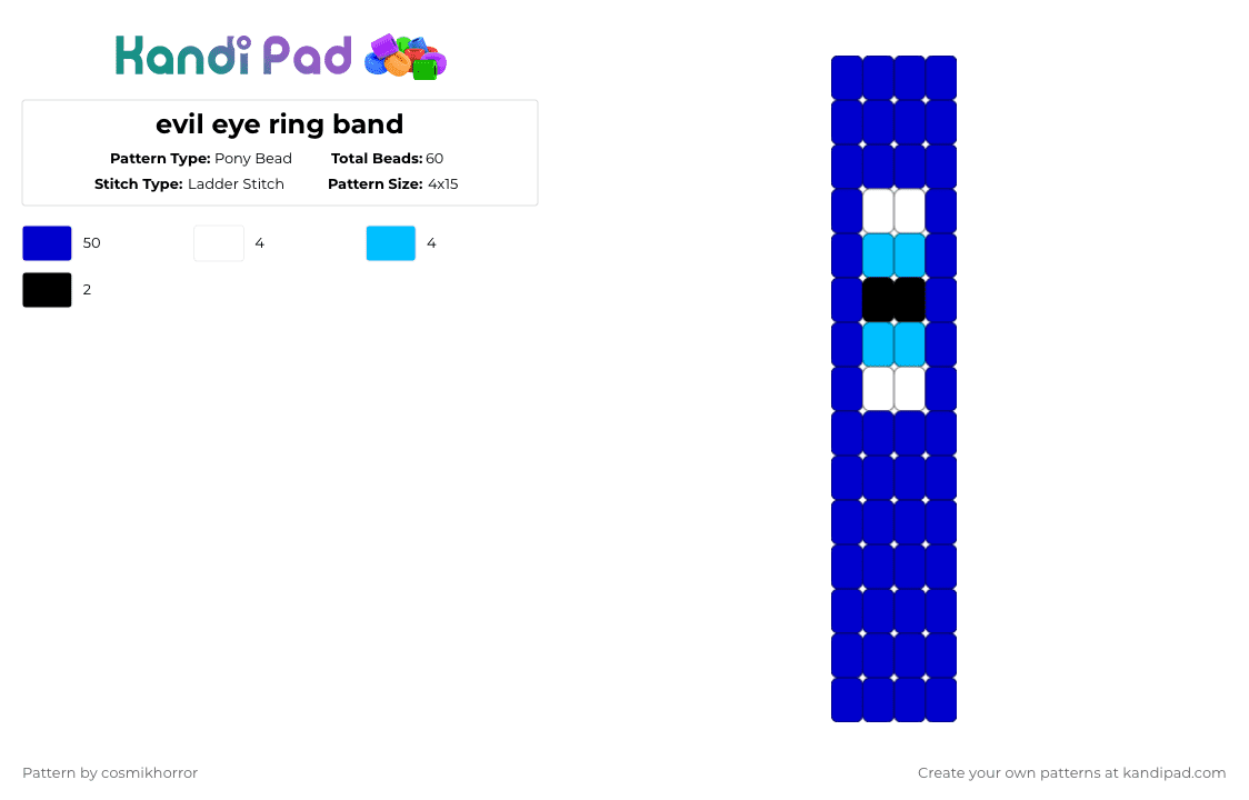 Evil eye ring band Pony Bead Pattern - Kandi Pad | Kandi Patterns, Fuse ...