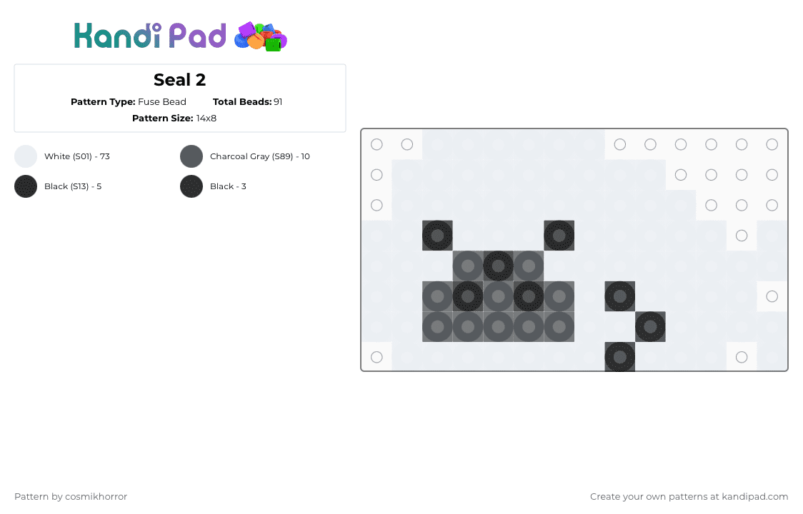 Seal 2 Fuse Bead Pattern - Kandi Pad | Kandi Patterns, Fuse Bead ...