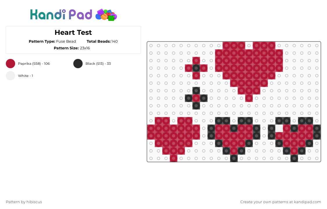 Heart Test Fuse Bead Pattern - Kandi Pad | Kandi Patterns, Fuse Bead ...