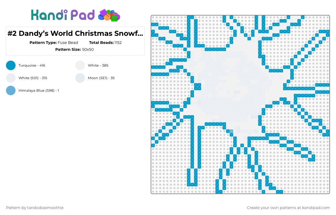 #2 Dandy’s World Christmas Snowflake Fuse Bead Pattern - Kandi Pad ...