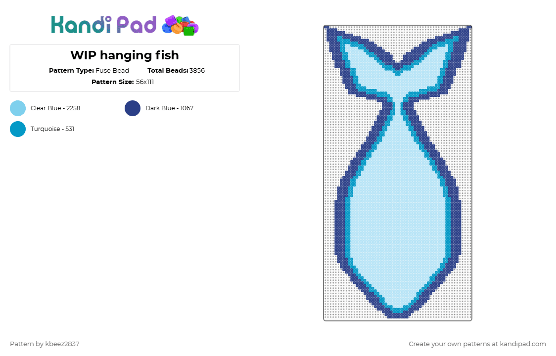 WIP hanging fish Fuse Bead Pattern - Kandi Pad | Kandi Patterns, Fuse ...
