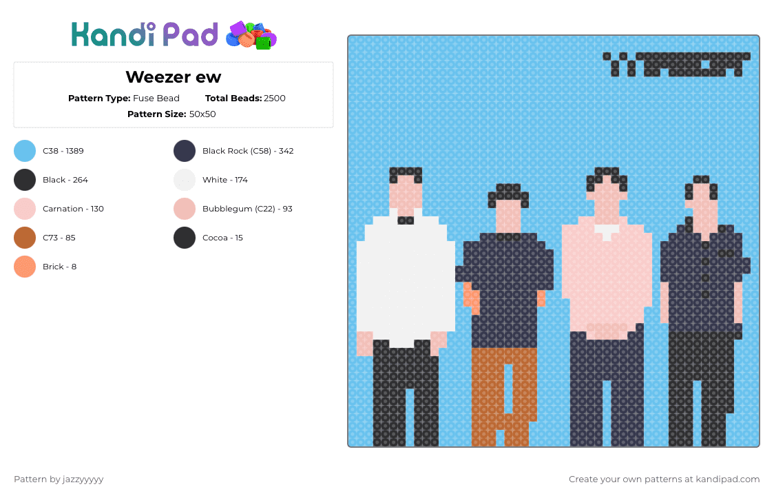 Weezer ew Fuse Bead Pattern - Kandi Pad | Kandi Patterns, Fuse Bead ...