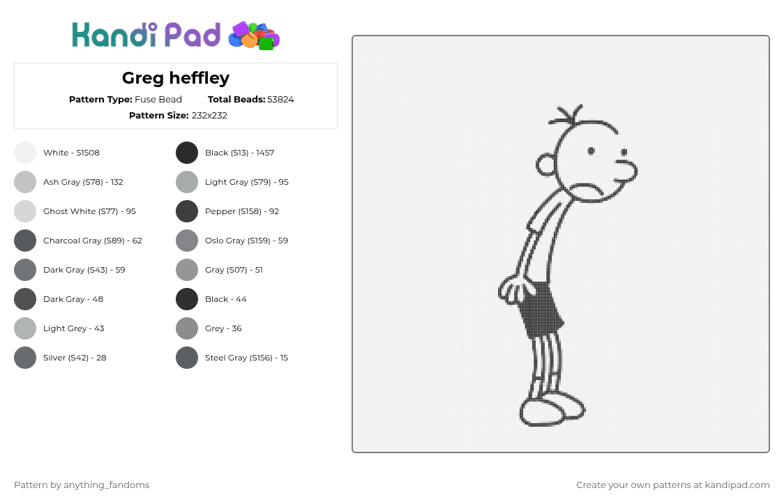 Greg heffley Fuse Bead Pattern - Kandi Pad | Kandi Patterns, Fuse Bead ...