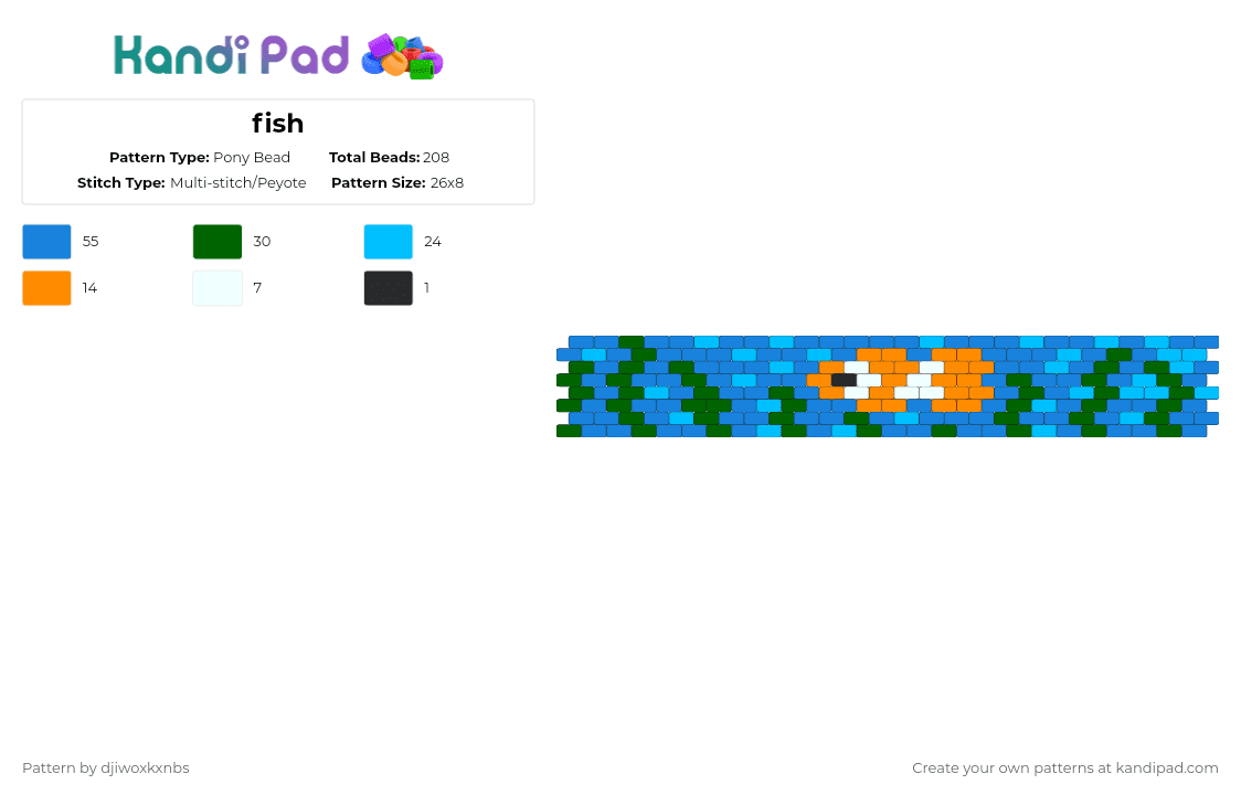 Fish Pony Bead Pattern - Kandi Pad | Kandi Patterns, Fuse Bead Patterns ...