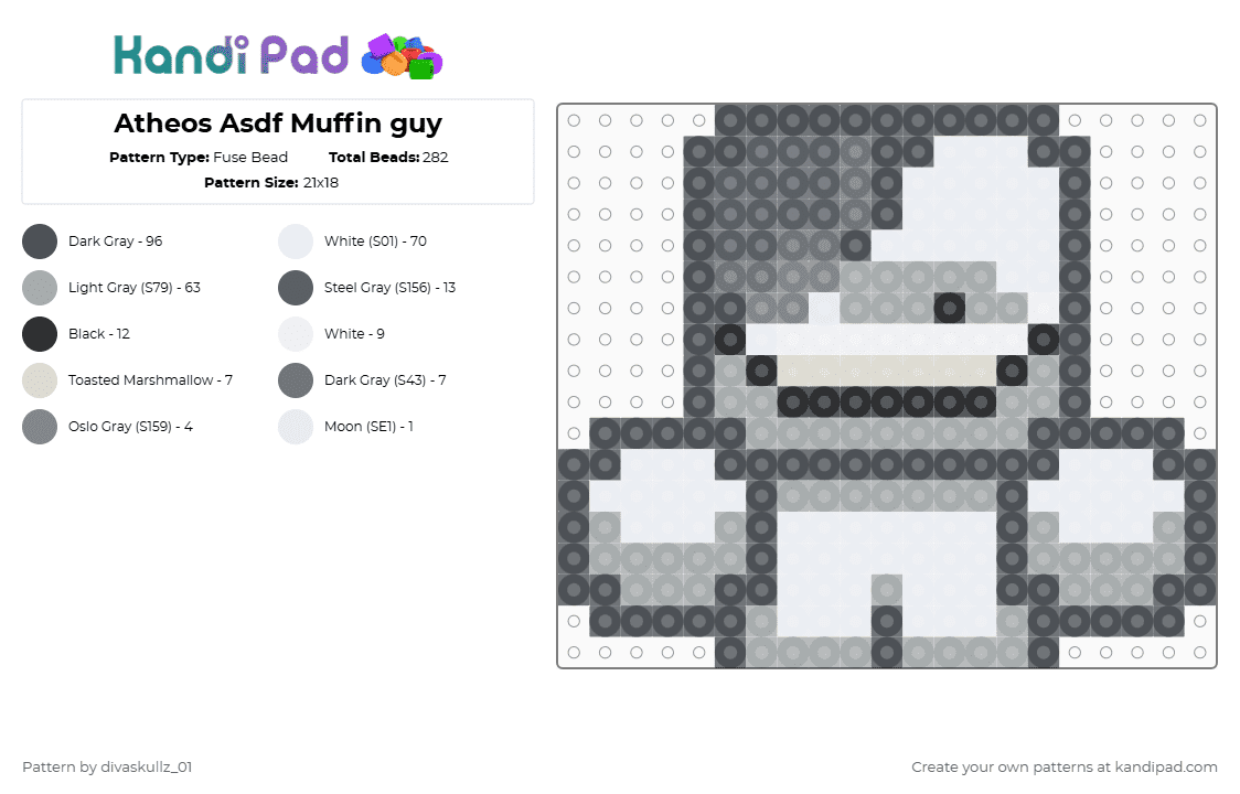 Atheos Asdf Muffin guy Fuse Bead Pattern - Kandi Pad | Kandi Patterns ...
