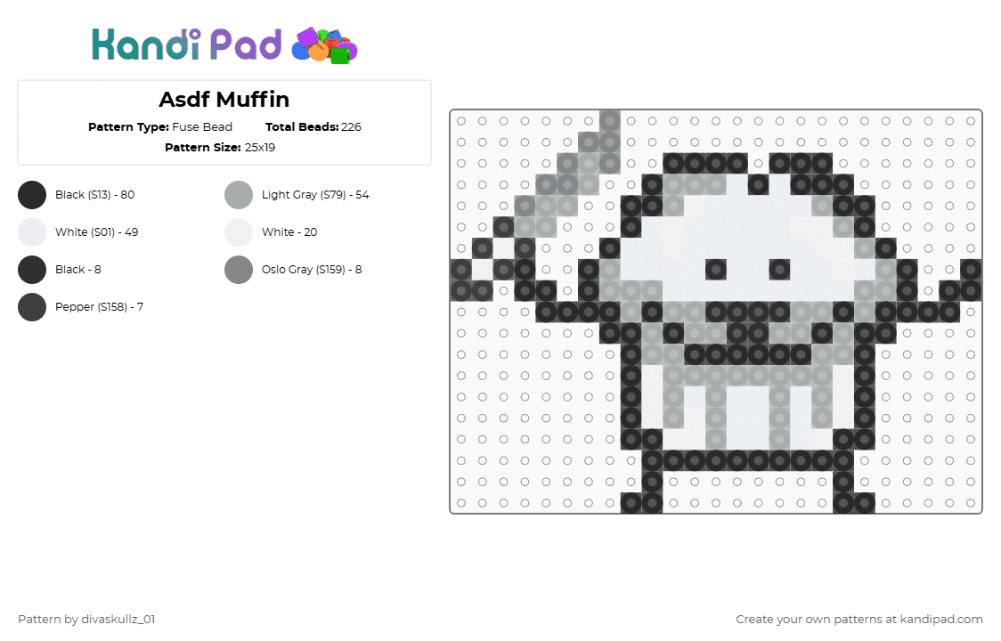 Asdf Muffin Fuse Bead Pattern - Kandi Pad | Kandi Patterns, Fuse Bead ...