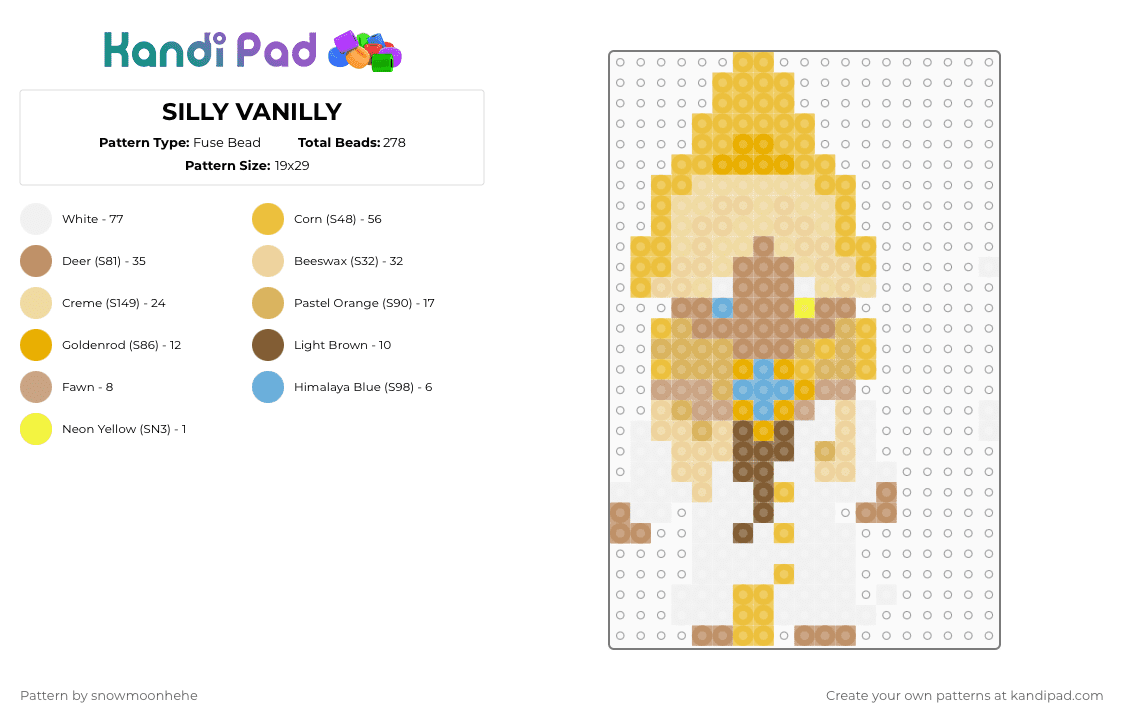 SILLY VANILLY Fuse Bead Pattern - Kandi Pad | Kandi Patterns, Fuse Bead ...