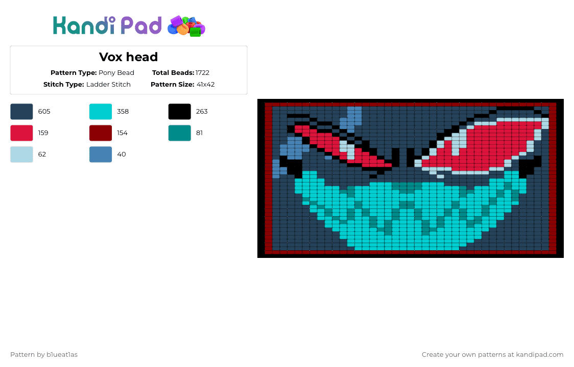 Vox head Pony Bead Pattern - Kandi Pad | Kandi Patterns, Fuse Bead ...
