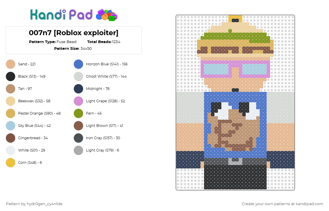 007n7 [Roblox exploiter] Fuse Bead Pattern - Kandi Pad | Kandi Patterns ...