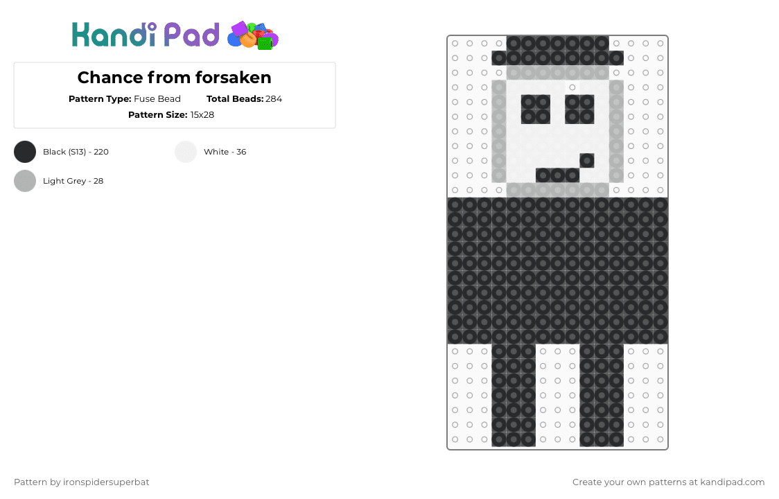 Chance from forsaken Fuse Bead Pattern - Kandi Pad | Kandi Patterns ...