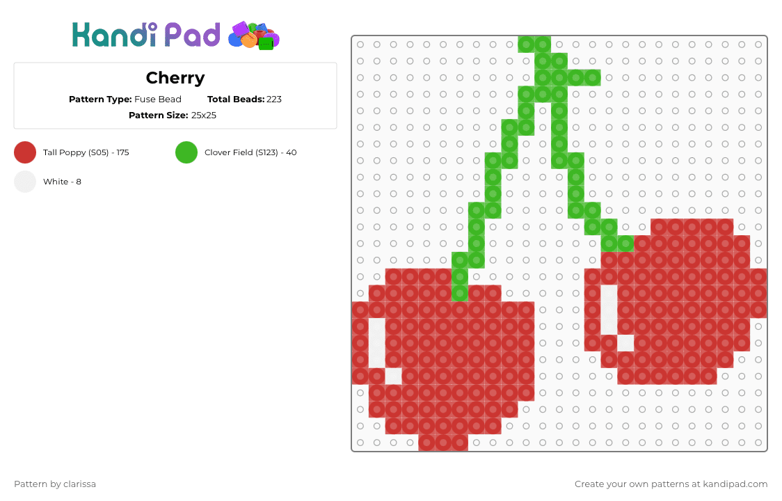 Cherry Fuse Bead Pattern - Kandi Pad | Kandi Patterns, Fuse Bead ...