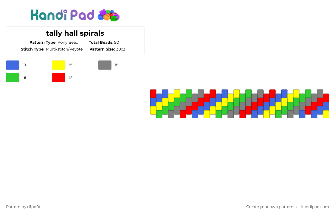 Tally hall spirals Pony Bead Pattern - Kandi Pad | Kandi Patterns, Fuse ...