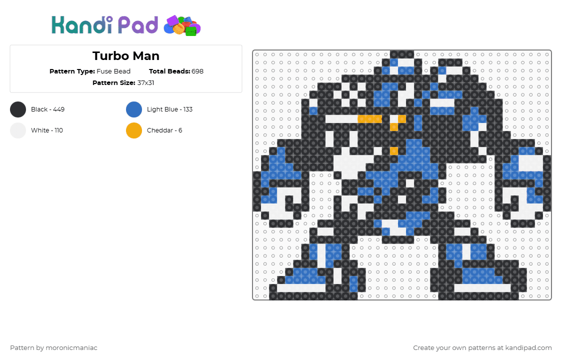 Turbo Man (FC) Fuse Bead Pattern - Kandi Pad | Kandi Patterns, Fuse ...