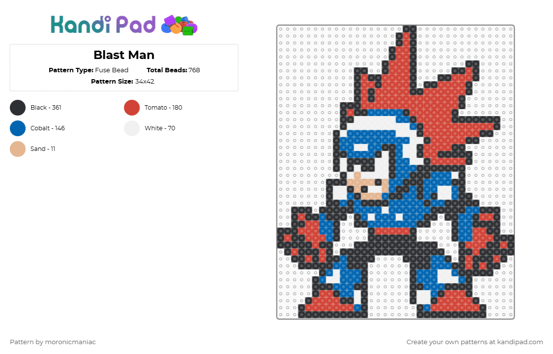 Blast Man Fuse Bead Pattern - Kandi Pad | Kandi Patterns, Fuse Bead ...