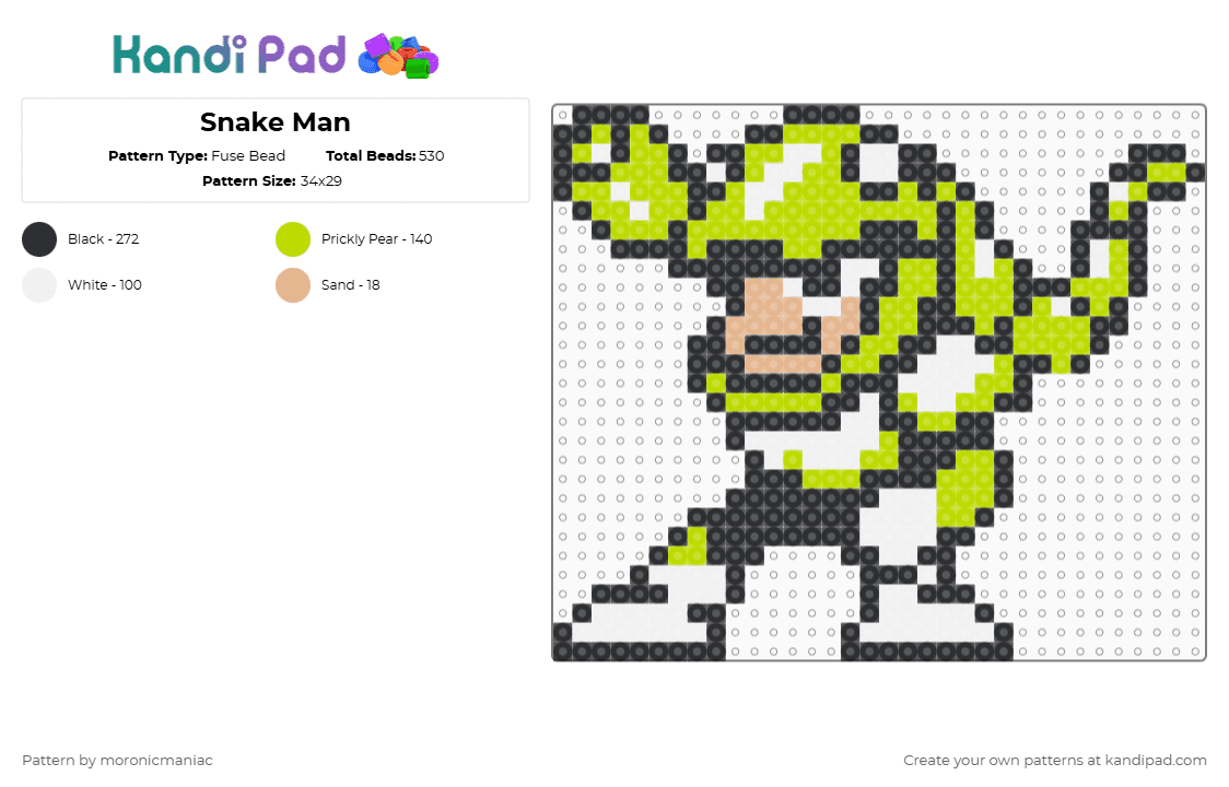 Snake Man Fuse Bead Pattern - Kandi Pad | Kandi Patterns, Fuse Bead ...