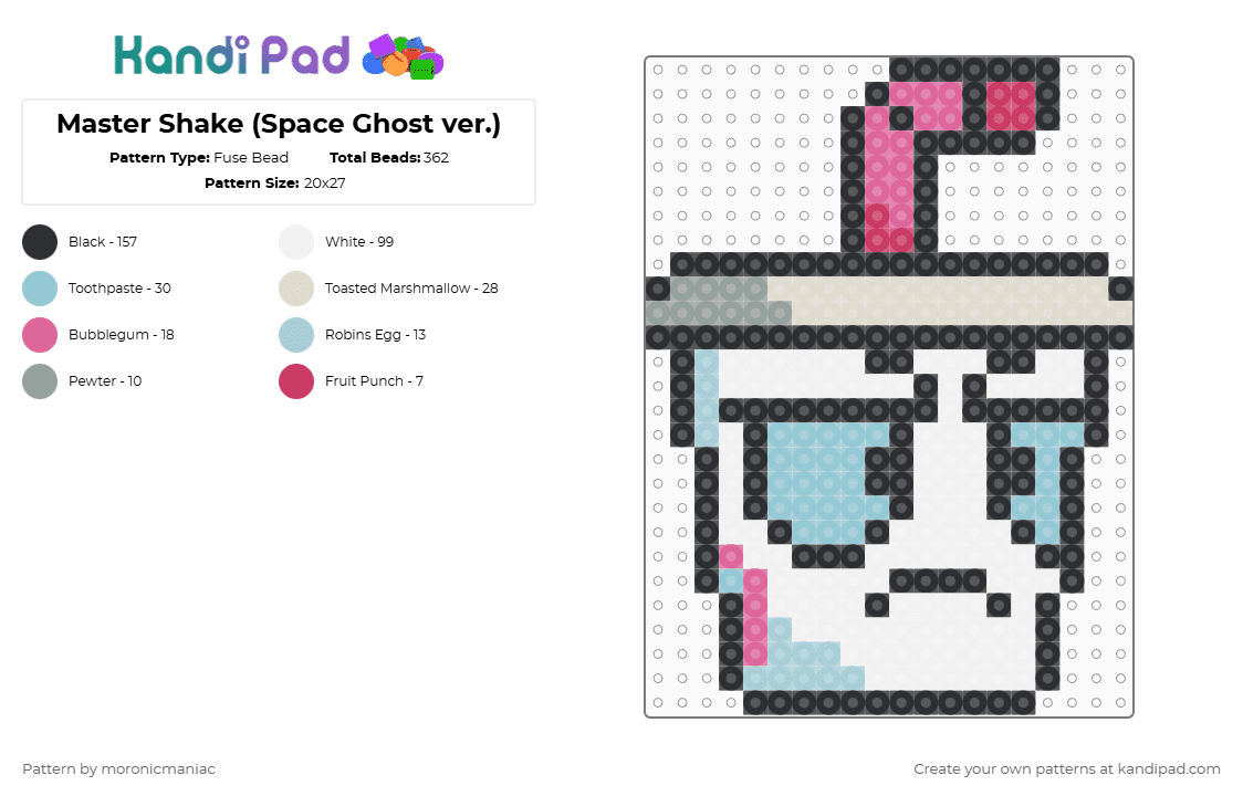 Master Shake (Space Ghost ver.) Fuse Bead Pattern - Kandi Pad | Kandi ...