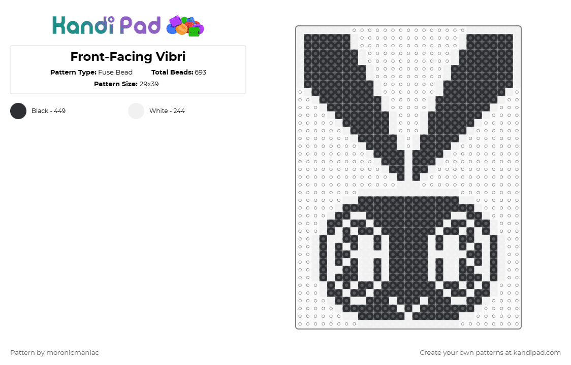 Front-Facing Vibri Fuse Bead Pattern - Kandi Pad | Kandi Patterns, Fuse ...