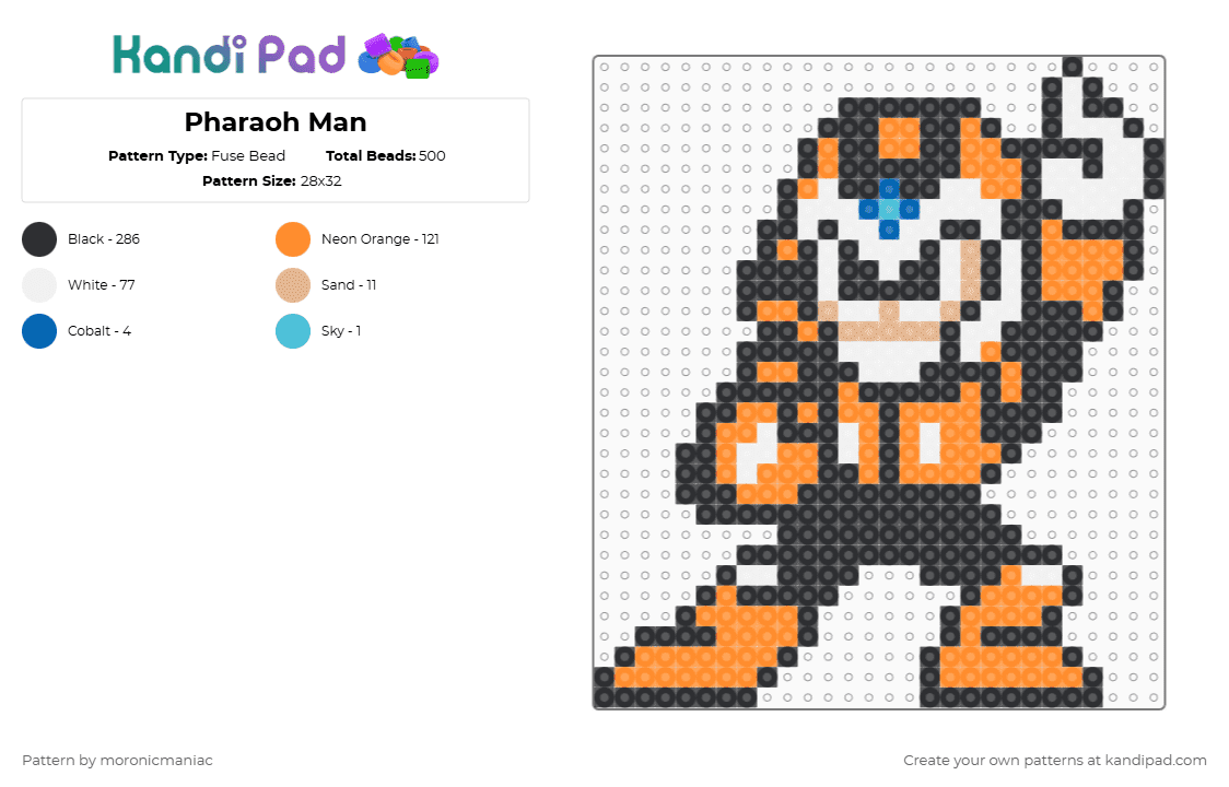 Pharaoh Man Fuse Bead Pattern - Kandi Pad | Kandi Patterns, Fuse Bead ...