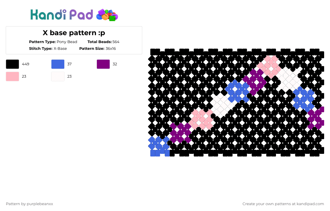 X base pattern :p Pony Bead Pattern - Kandi Pad | Kandi Patterns, Fuse ...