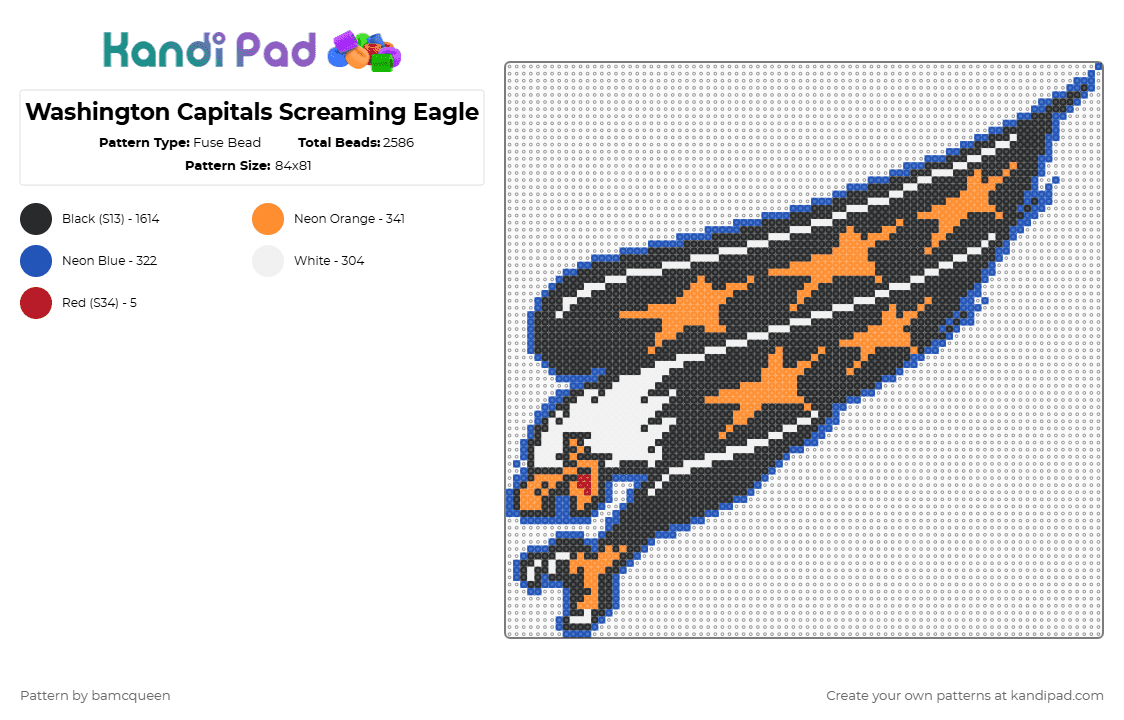 Washington Capitals Screaming Eagle Fuse Bead Pattern - Kandi Pad ...