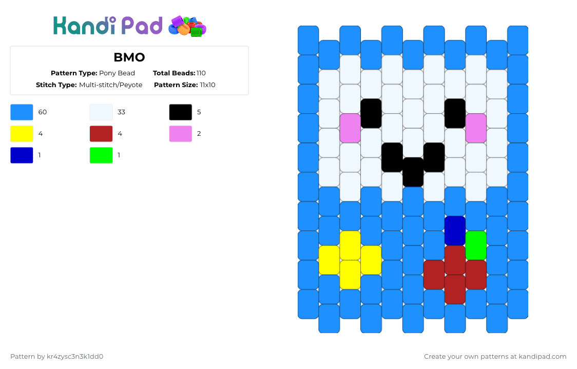 BMO Pony Bead Pattern - Kandi Pad | Kandi Patterns, Fuse Bead Patterns ...