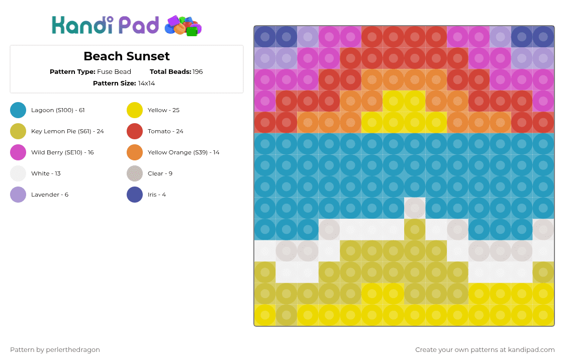 Beach Sunset Fuse Bead Pattern - Kandi Pad | Kandi Patterns, Fuse Bead ...