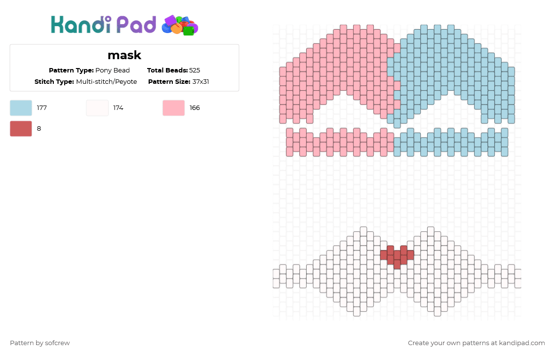 Mask Pony Bead Pattern - Kandi Pad | Kandi Patterns, Fuse Bead Patterns ...