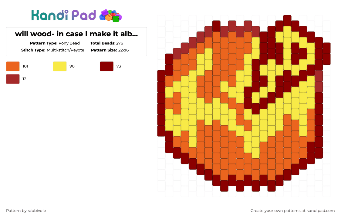 Will wood- in case I make it album cover Pony Bead Pattern - Kandi Pad ...