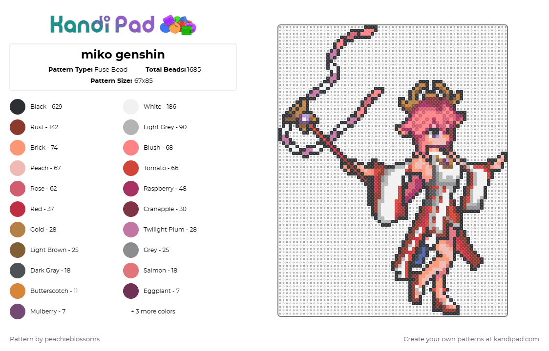 Genshin Impact Collection - Kandi Pad | Kandi Patterns, Fuse Bead ...