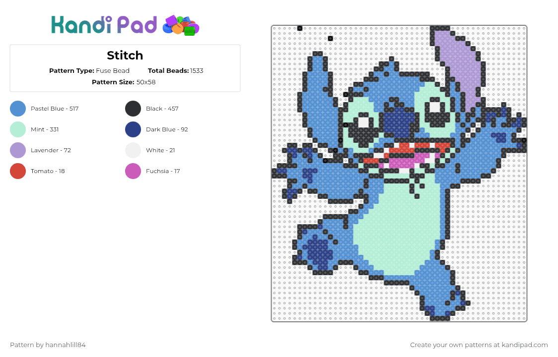 Stitch Fuse Bead Pattern - Kandi Pad | Kandi Patterns, Fuse Bead ...