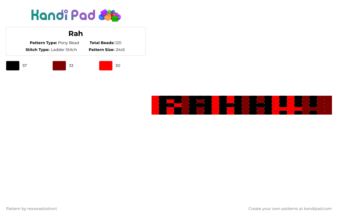 Rah Pony Bead Pattern - Kandi Pad | Kandi Patterns, Fuse Bead Patterns ...