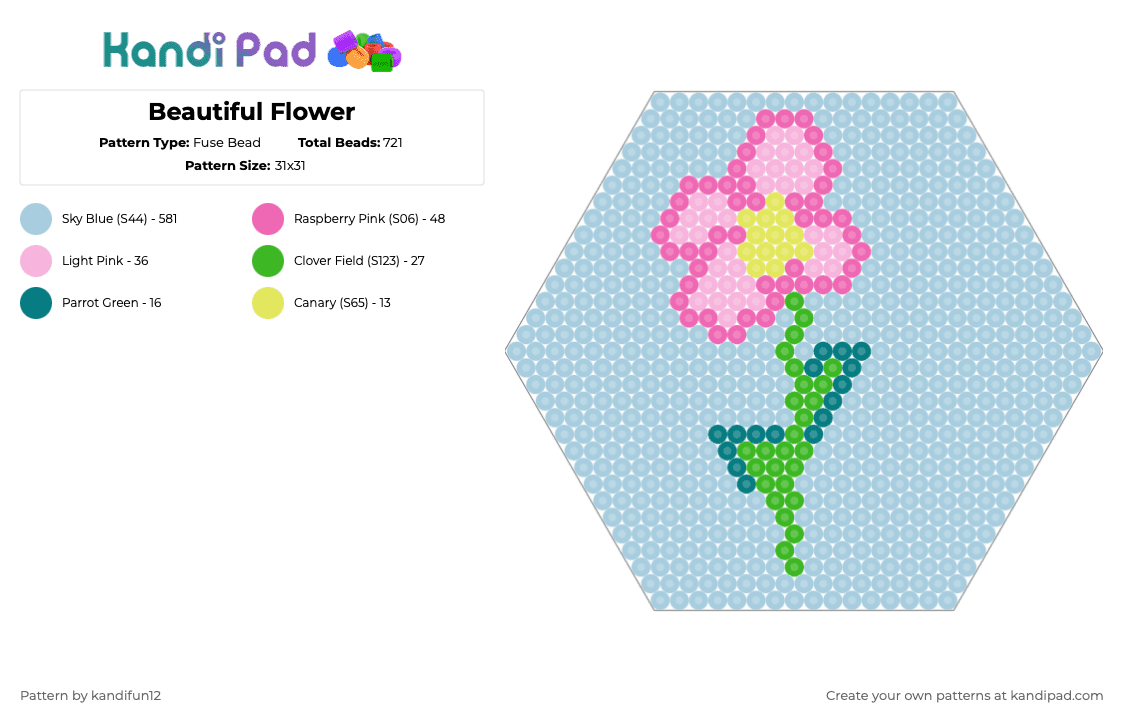Beautiful Flower Fuse Bead Pattern - Kandi Pad | Kandi Patterns, Fuse ...