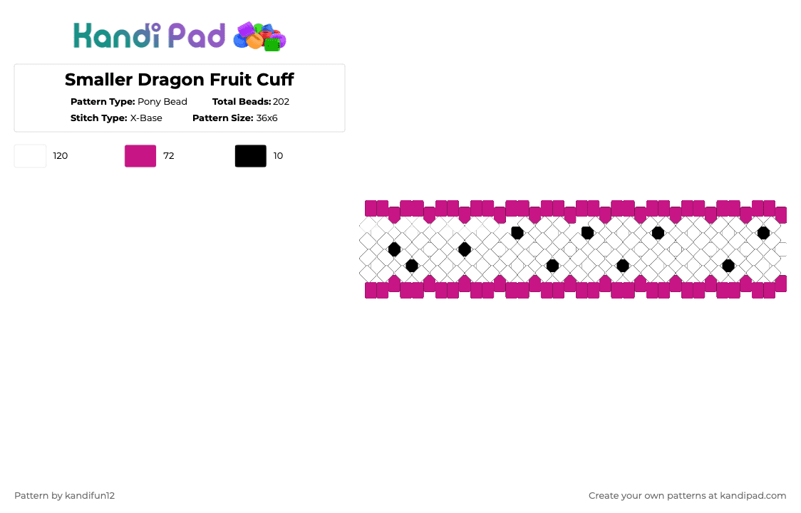Smaller Dragon Fruit Cuff Pony Bead Pattern - Kandi Pad | Kandi ...