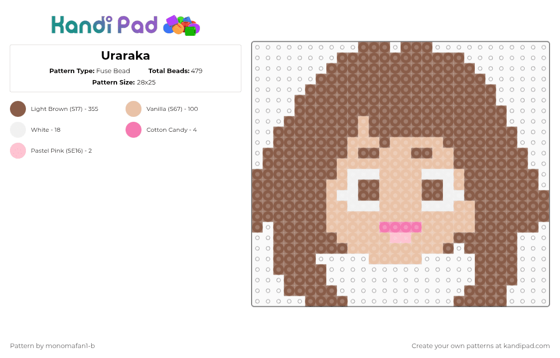 Uraraka Fuse Bead Pattern - Kandi Pad | Kandi Patterns, Fuse Bead ...