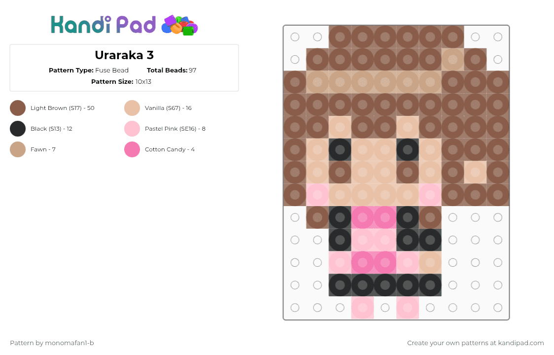 Uraraka Ochako Fuse Bead Patterns - Gallery - Kandi Pad | Kandi ...