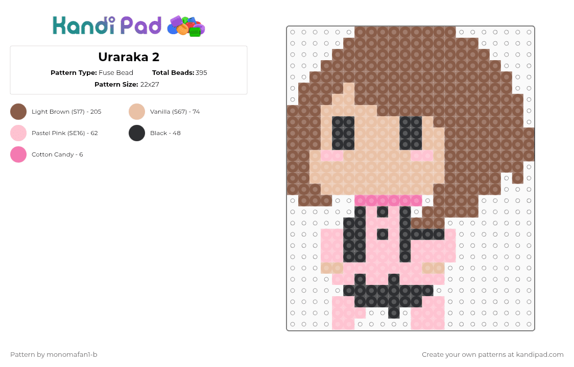 Uraraka 2 Fuse Bead Pattern - Kandi Pad | Kandi Patterns, Fuse Bead ...