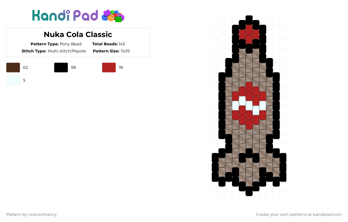 Nuka Cola Classic Pony Bead Pattern - Kandi Pad | Kandi Patterns, Fuse ...