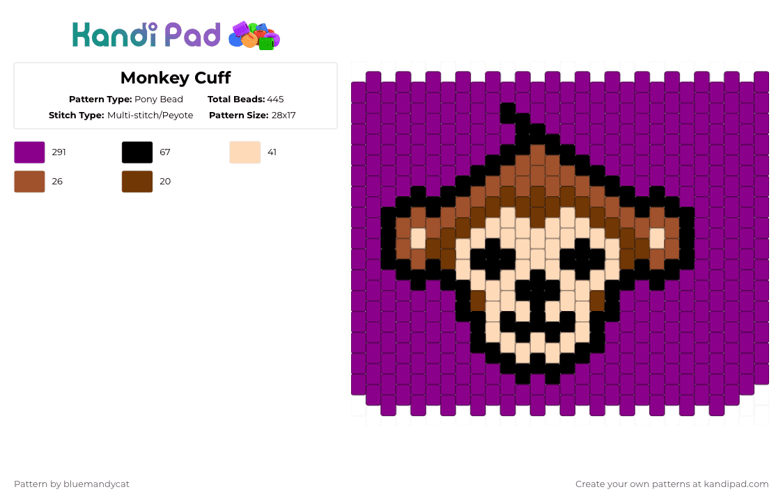 Monkey Cuff Pony Bead Pattern - Kandi Pad | Kandi Patterns, Fuse Bead ...