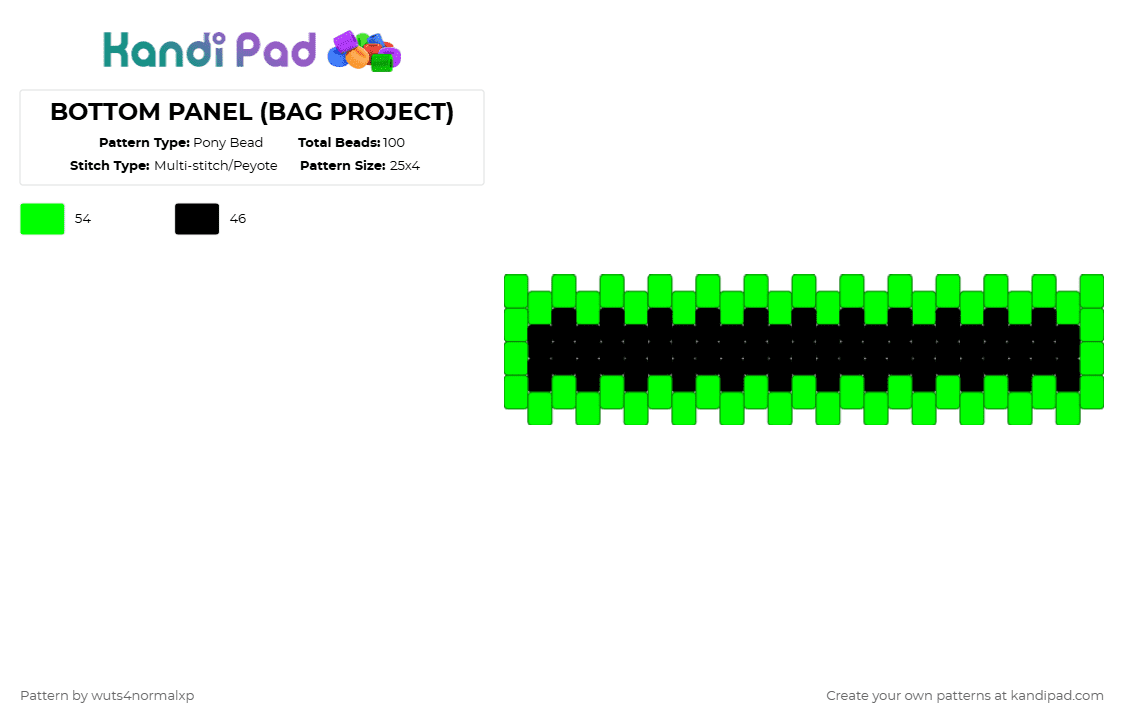 BOTTOM PANEL (BAG PROJECT) Pony Bead Pattern - Kandi Pad | Kandi ...