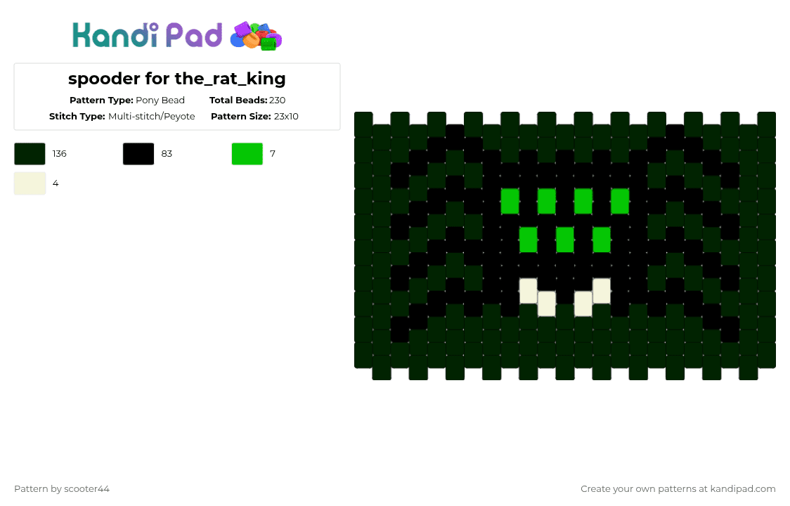 Spooder for the_rat_king Pony Bead Pattern - Kandi Pad | Kandi Patterns ...