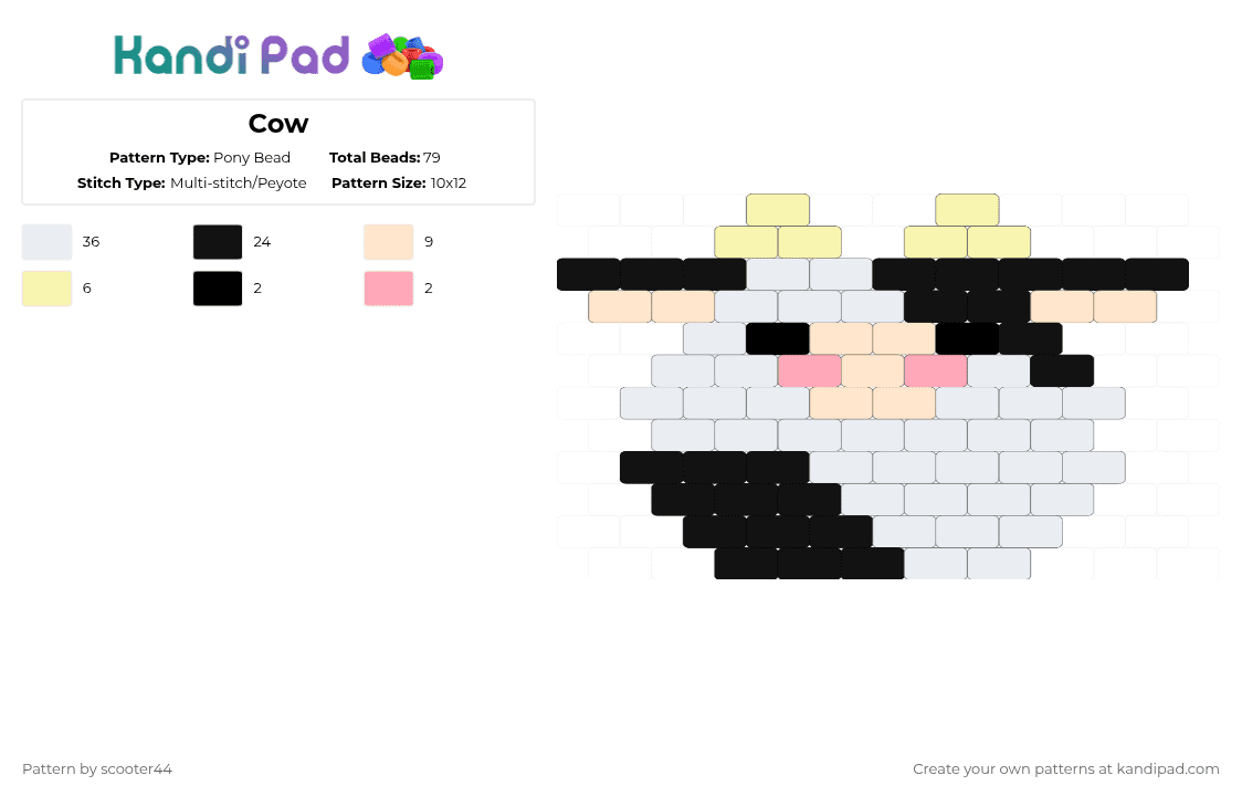 Cow Pony Bead Pattern - Kandi Pad | Kandi Patterns, Fuse Bead Patterns ...