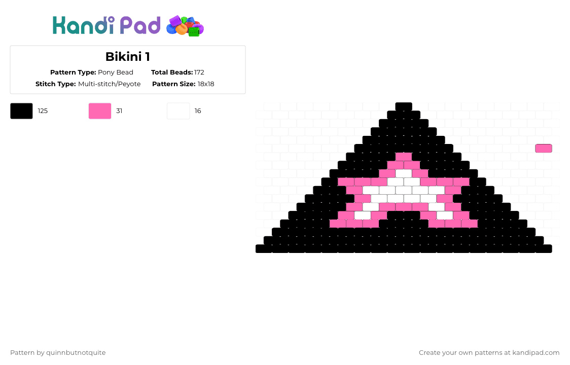 Bikini 1 Pony Bead Pattern - Kandi Pad | Kandi Patterns, Fuse Bead ...
