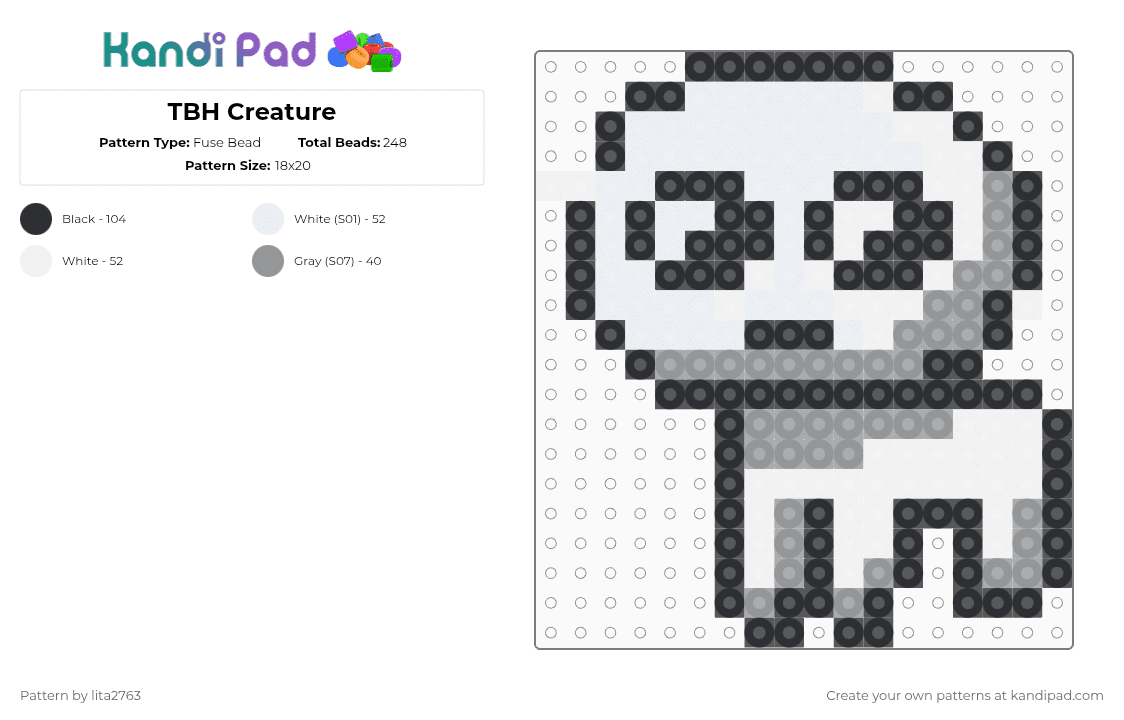 TBH Creature Fuse Bead Pattern - Kandi Pad | Kandi Patterns, Fuse Bead ...