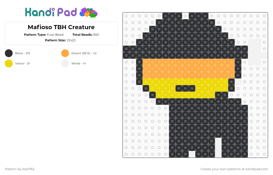 Mafioso TBH Creature Fuse Bead Pattern - Kandi Pad | Kandi Patterns ...