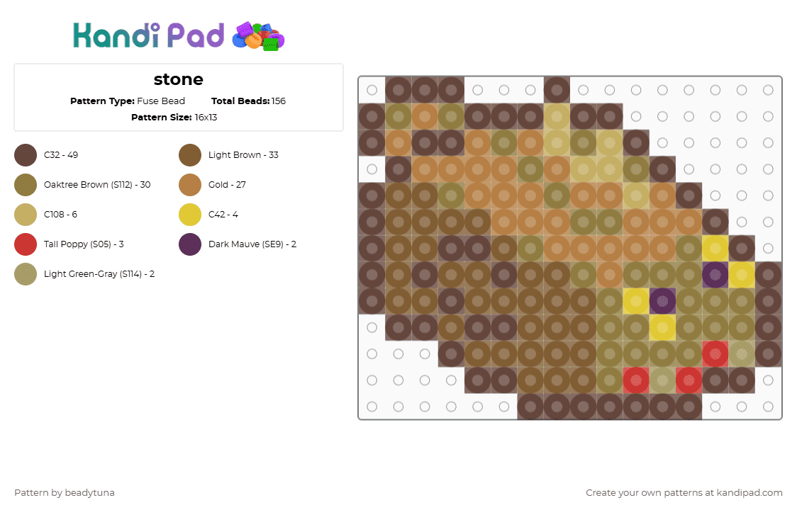 Stone Fuse Bead Pattern - Kandi Pad | Kandi Patterns, Fuse Bead ...