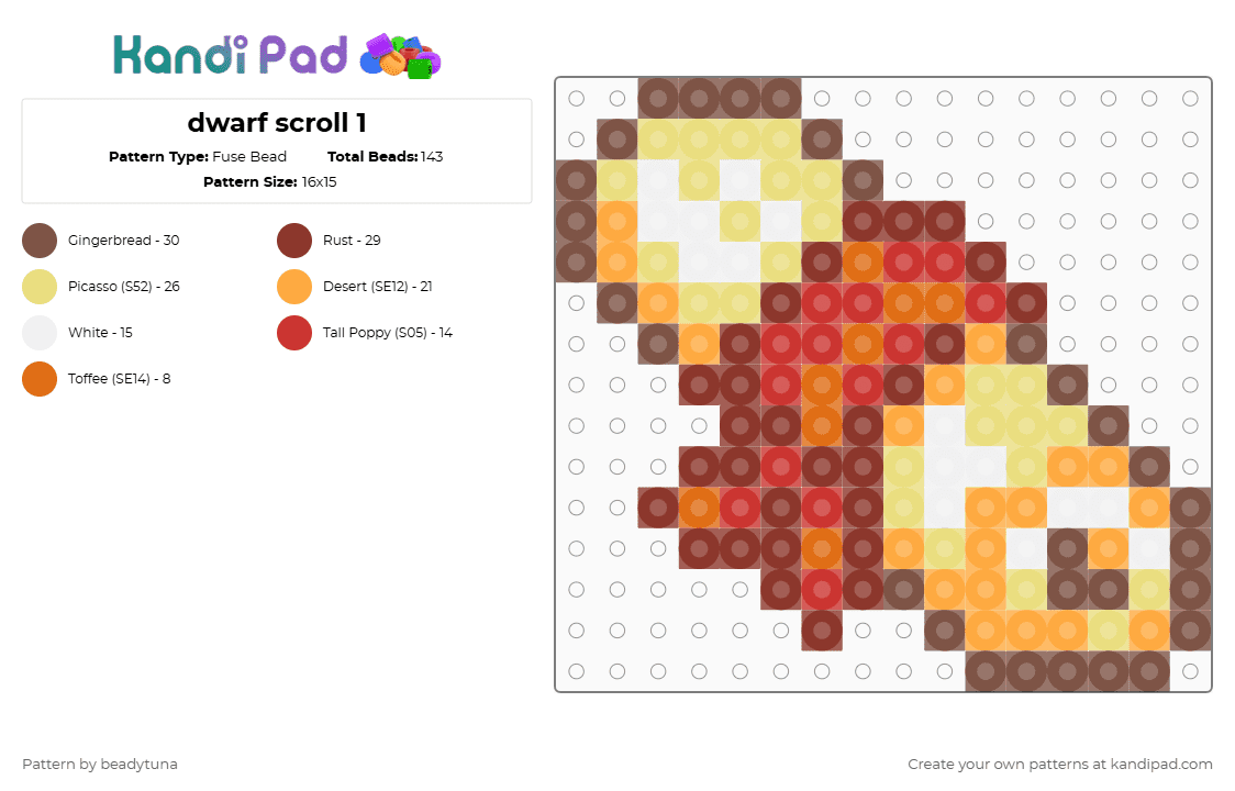 Dwarf scroll 1 Fuse Bead Pattern - Kandi Pad | Kandi Patterns, Fuse ...