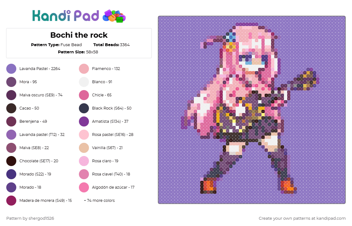 Bochi the rock Fuse Bead Pattern - Kandi Pad | Kandi Patterns, Fuse ...