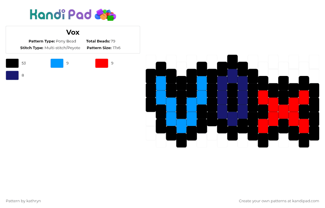 Vox Pony Bead Pattern - Kandi Pad | Kandi Patterns, Fuse Bead Patterns ...