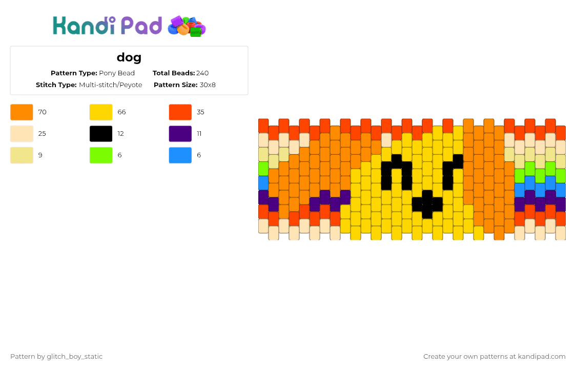 Dog Pony Bead Pattern - Kandi Pad | Kandi Patterns, Fuse Bead Patterns ...