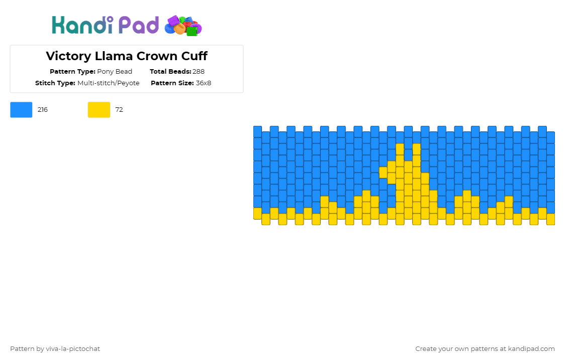 Victory Llama Crown Cuff Pony Bead Pattern - Kandi Pad | Kandi Patterns ...